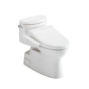 TOTO® WASHLET+® Carolina® II One-Piece Elongated 1.28 GPF Toilet and WASHLET+® C2 Bidet Seat, Cotton White - MW6443074CEFG#01