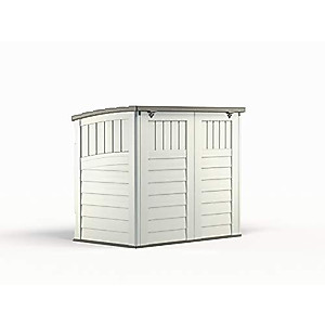 Suncast Horizontal Outdoor Storage Shed for Backyards and Patios 34 Cubic Feet Capacity for Garbage Cans, Tools and Garden Accessories, No Size, Vanilla