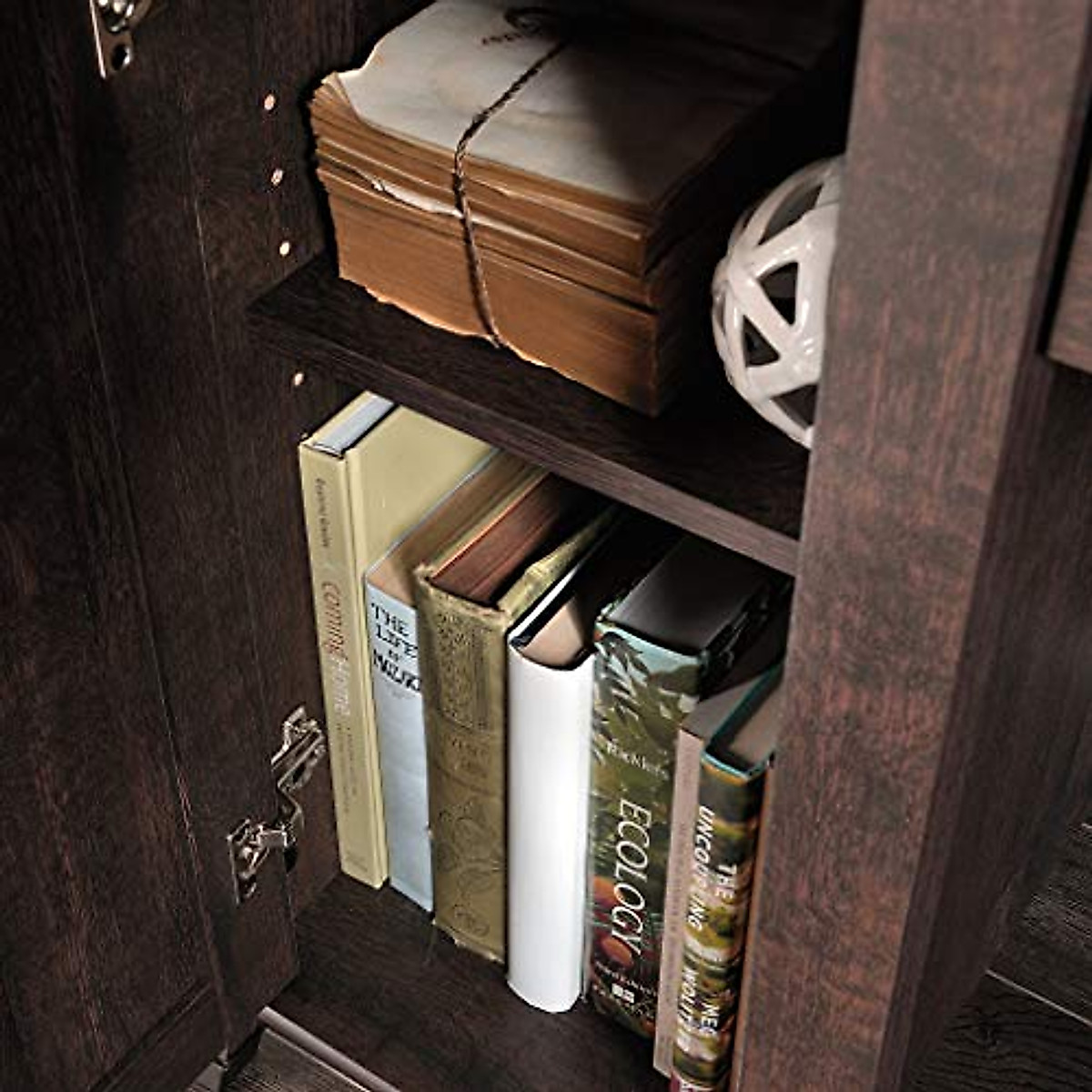 Sauder Carson Forge Computer Desk, Coffee Oak finish