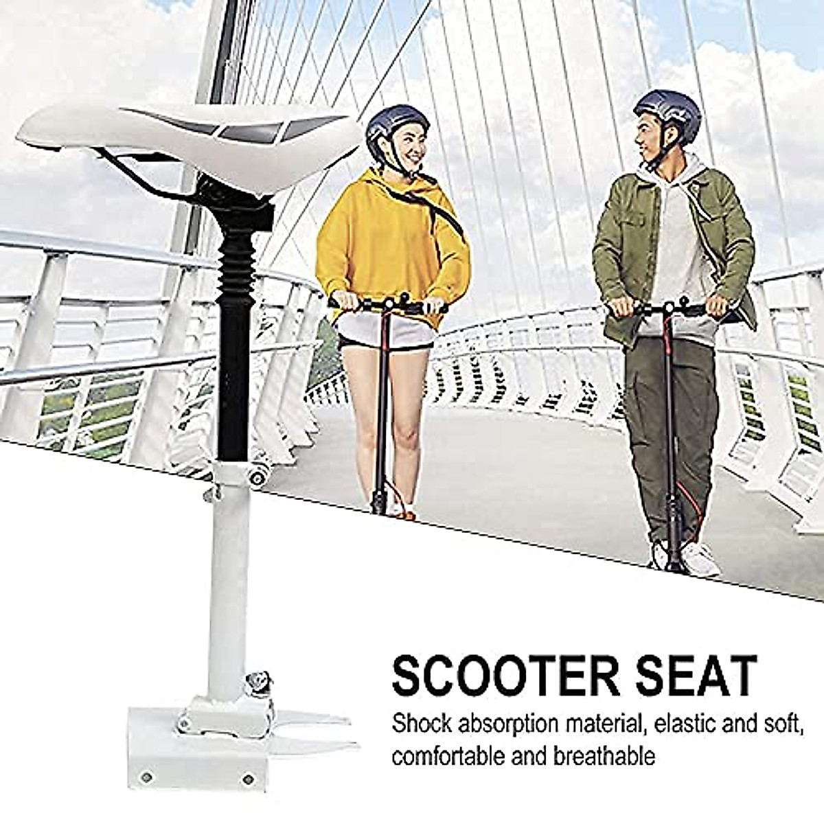 WELLSTRONG Electric Scooter Folding seat Universal seat Free Punch Saddle seat Replacement for Mijia M365,White