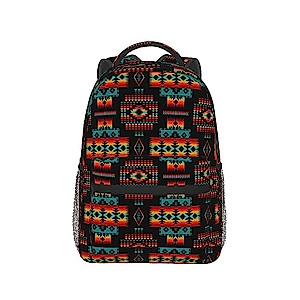 MANQINF Native American Indian Backpack,Retro Bookbags Laptop Bag Shoulder Bags Travel Hiking Camping Daypack for Men Women