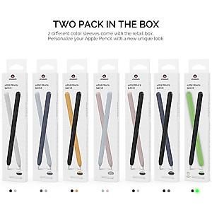 AhaStyle Silicone Case for Apple Pencil 2nd Generation & Apple Pencil Pro (2024) Sleeve Skin Ultra Thin Apple Pencil Protective Cover Compatible with Magnetic Charging and Double Tap (Blue, Pink)