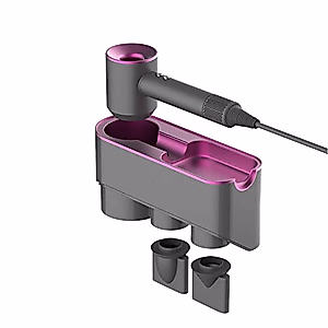 SATUO Hair Dryer Holder for Dyson, Storage Rack for Dyson Supersonic Hair Dryer, Organizer for Curler, Diffuser and Two Nozzles (Fuchsia)