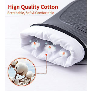 Silicone Oven Mitts and Pot Holders Sets - Ankway Heat Resistant Kitchen Mitts with Waterproof, Flexible Oven Gloves with Quilted Liner for Kitchen Cooking Baking Grilling, Dishwasher Safe, Gift Pack