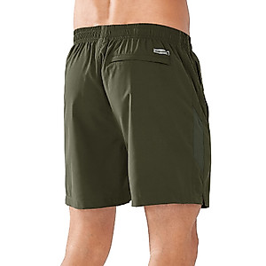 NORTHYARD Men's Running Athletic Shorts 5 inch Workout Gym Tennis 7'' Short Quick Dry Active Training with Zipper Pockets ARMYGREEN-L