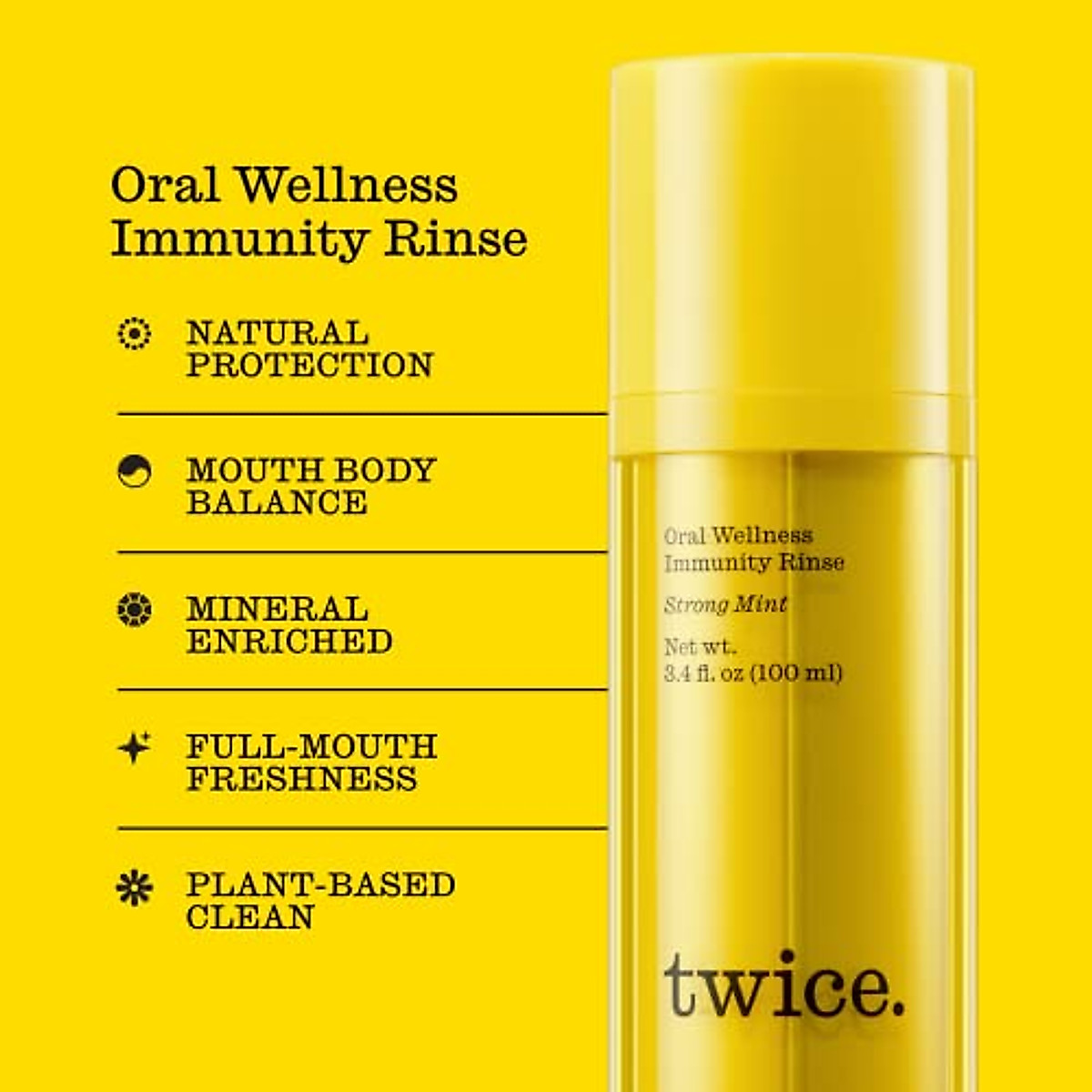 Twice Mouthwash Alcohol Free - Strong Mint - Next Gen, Premium Immunity Rinse - Teeth Whitening Mouthwash, Gum Health, and Fresh Breath - One Month Supply