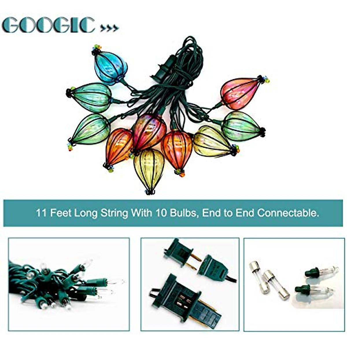 11FT String Lights with 10 Bulbs Backyard Patio Lights String Lights,Hanging Indoor/Outdoor String Lights for Bistro Tents Market Cafe Gazebo Porch Letters Party Deco