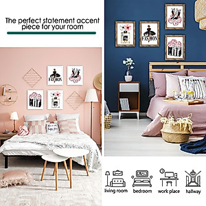 Lodintech Fashion Wall Art Bedroom Aesthetic Canvas Pink Art Prints Wall Decor Black White Fashion Posters Wall Pictures Gray Pink Room Decor Perfume High Heels Flowers Wall Art Prints 8x12'' Unframed