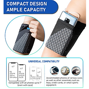 HiRui Universal Sports Armband Cell Phone Armband Sleeves Running Armband for Exercise Workout, Compatible with iPhone 15/15Plus/Pro iPhone 14/13/12 Samsung Galaxy All Phones (Large, Black)
