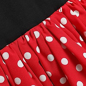 Edlike Girls Polka Dot Ballet Tutu Dress Halloween Dress Up Party Princess Dress Dance Costume (Red, 5-6 Years)