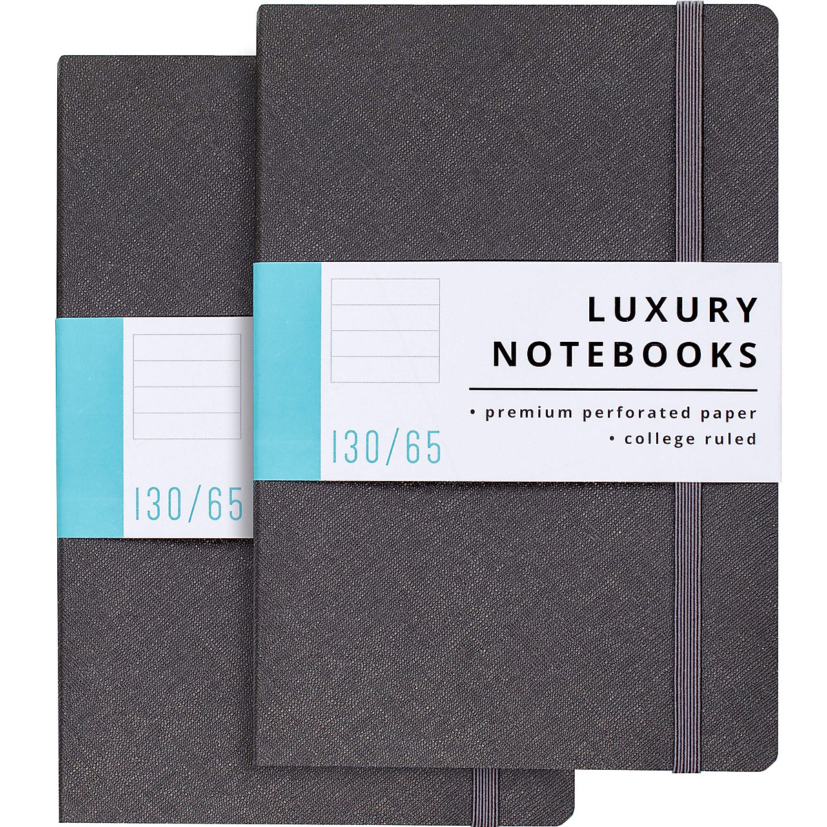Papercode Lined Journal Notebooks (2 Pack) - Luxury Journals for Writing w/ 130 Pages, Soft Cover - Executive Notebooks for Work, Travel, College - Gray