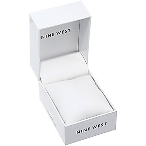 Nine West Women's Silver-Tone and Black Strap Watch