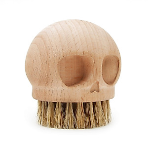 Suck UK | Skull Brush | Wooden Shoe Brush Or Boot Brush | Soft Scrub Dish Brush for Kitchen & Household Cleaning | Gothic Decor Nail Brush & Pedicure Supplies | Skull Gifts | Spooky Scrub Brush