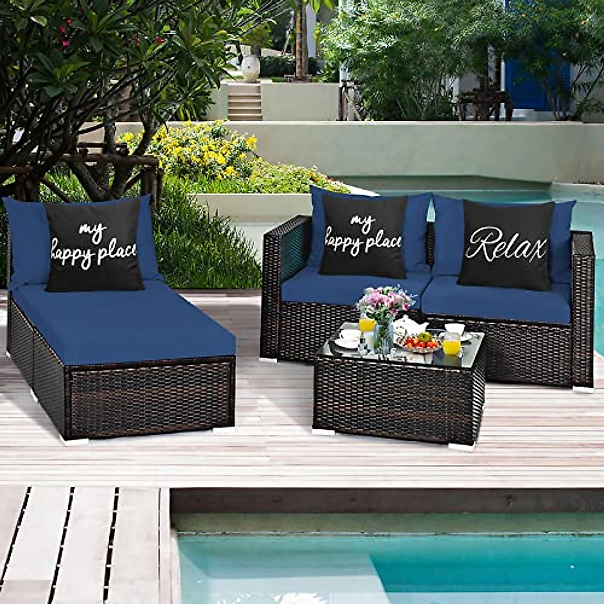 Pyonic Relax Outdooor Waterproof Throw Pillow Covers 18x18 Inch,Square Decorative Garden Cushion with Quotes & Sayings for Patiotent Couch Pack of 2,Black