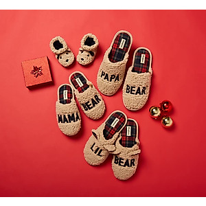 Dearfoams Matching Family Collection Lil & Baby Slipper, Lil Bear Cream, 2-3 US Unisex Big Kid