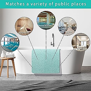 Shower Mat Bathtub Mat Non-Slip, Anti Slip Loofah Shower Mat, Soft Bath Tub Mat for Textured Surface, Easy Cleaning Bathroom Floor Mat for Wet Areas with Drain, Quick Dry (17x30 Inch, Blue)