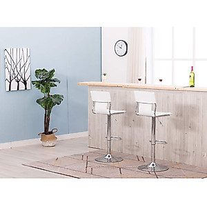 Sidanli White Adjustable Swivel Counter Bar Stool Chairs with Back (Set of 2)