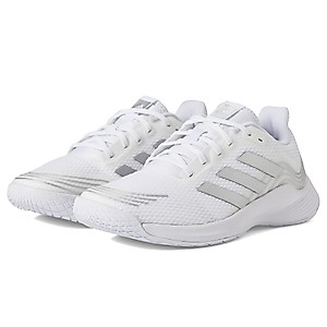 adidas Women's Novaflight Volleyball Sneaker, White/Silver Metallic/White, 8