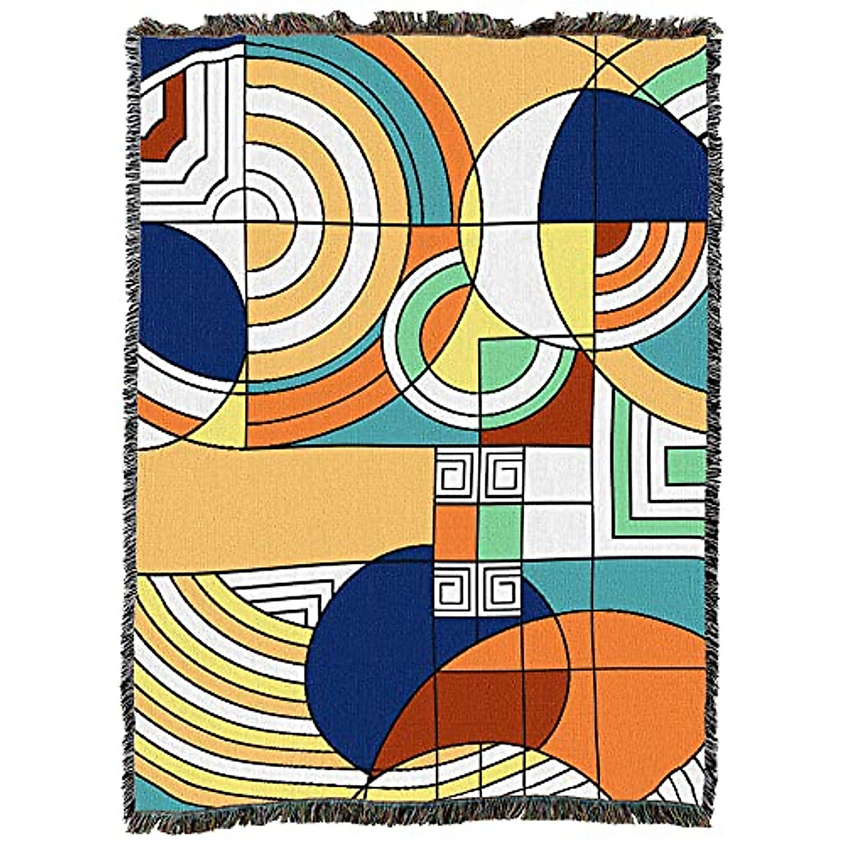 Pure Country Weavers Frank Lloyd Wright Hoffman Pinwheel Blanket - Mission Prairie School Style - Gift Tapestry Throw Woven from Cotton - Made in The USA (72x54)