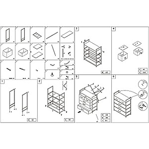 AZL1 Life Concept Fabric 5 Drawers Organizer Unit Easy Assembly Vertical Dresser Storage Tower for Closet, Bedroom, Entryway, Black