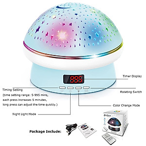 Night Light for Kids, Star Night Light Projector for Baby Kids, Ocean World Projector Toys for Kids Toddlers, 360° Rotating Star Night Lights for Kids Children Boys Girls Gifts Bedroom Party (Black)