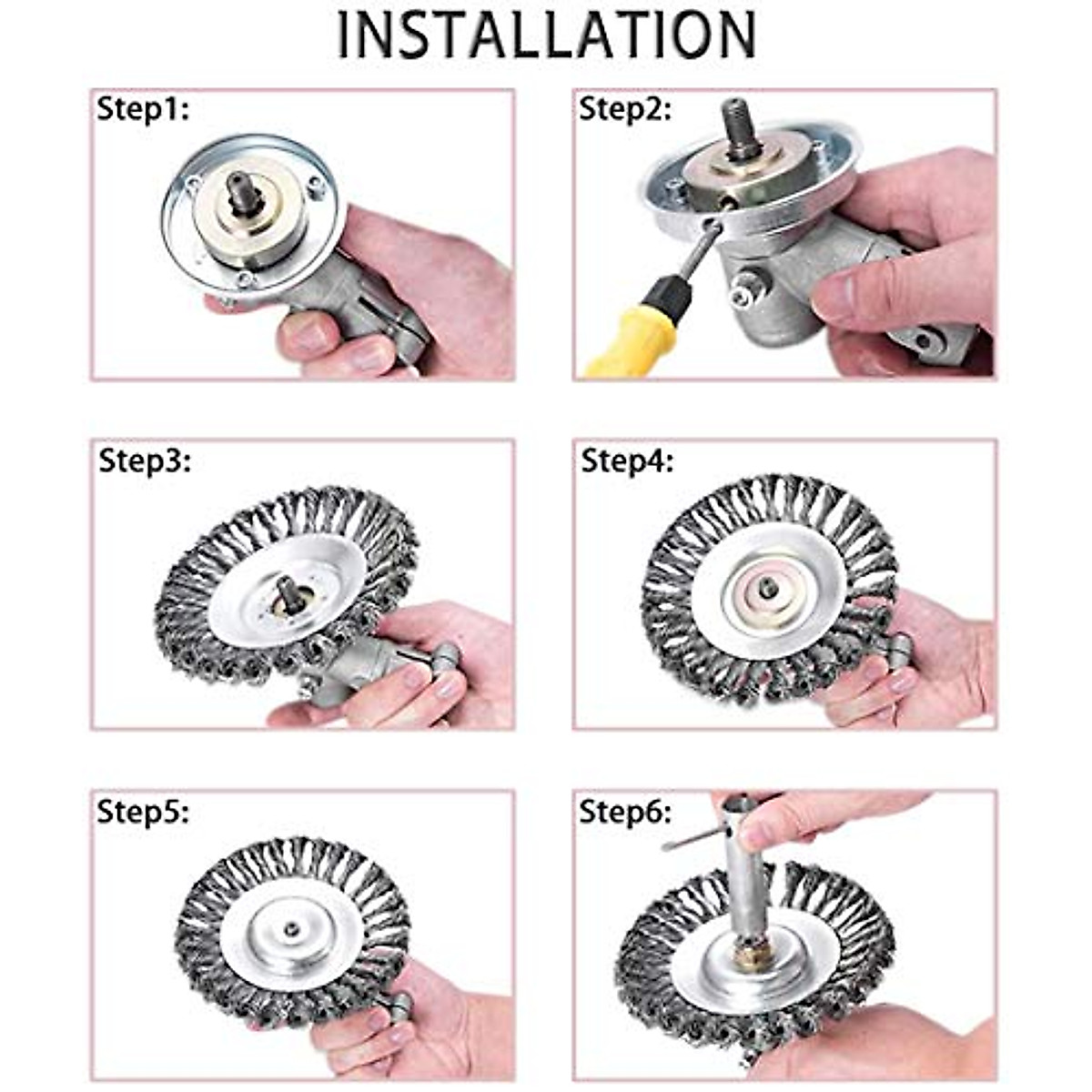 IRmm 8 Inch Steel Wire Brush Cutter Trimmer Head Replacement Garden Grass Weed Brush Cutting Head for Rust Removal,Paving Stone, Pavement Joints or Driveway