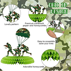 9 Pieces Army Party Decorations Camouflage Birthday Party Decorations Military Honeycomb Centerpieces for Tables Decorations for Boys Girls Birthday Party Baby Shower Supplies Decor Photo Prop