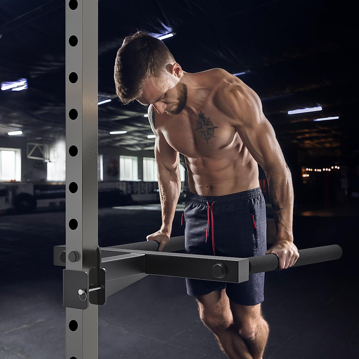 Kipika Y-Shaped Dip Bar for 2" x 2" Power Cage with 5/8" or 1" Hole - Dip Bar Attachments for Home Gym - Heavy Duty Power Rack Attachments - 2" x 2" Squat Rack Accessories for Strength Training