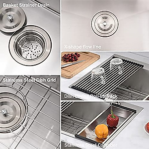 28 Inch Drop In Kitchen Sink Stainless Steel - 28 x 22 inch Drop-in or Topmount Kitchen Sink 16 Gauge Handmade Deep Topmount Kitchen Sink Single Bowl