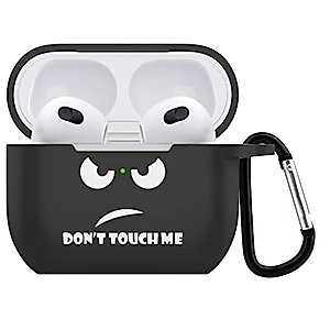 Airpods 3 Case Cover 2021,CACOE Silicone Case Cover for AirPods 3rd Generation,Black Protective Skin AirPod 3 Gen Cases Shockproof Air Pod Cute Funny Print Accessories with Keychain