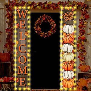 Pumpkin Maple Leaves Leaf Door Porch Banner Fall Banner Autumn Thanksgiving Decorations Board Wall Hanging Farmhouse Supplies Pumpkin Porch Decorations Outdoor for Home Office Holiday Decor