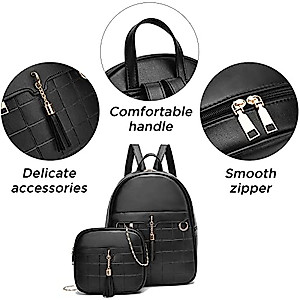 I IHAYNER Women Fashion Backpack Purses for Girls 2 PCS Multipurpose Design Handbags and Chain Shoulder Bag PU Leather Travel bag Brown