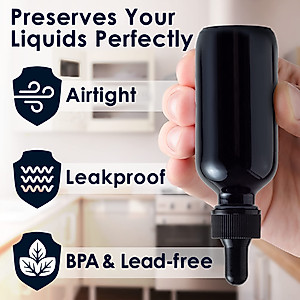 Zetta Glass Company 1 oz Black Brilliance: Precision And Elegance Tincture Bottles With Measured Dropper