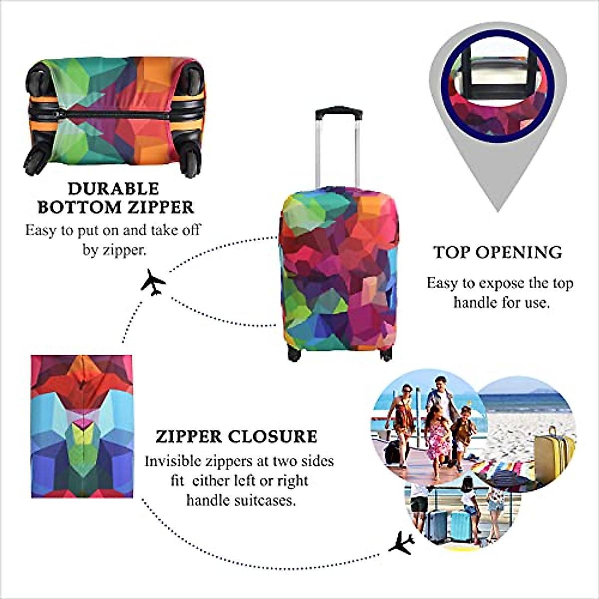 Explore Land Travel Luggage Cover Suitcase Protector Fits 18-32 Inch Luggage (Geometry, S(18-22 inch Luggage))
