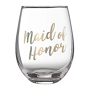 Lillian Rose Gold Maid of Honor Stemless Wine Glass, 1 Count (Pack of 1)