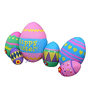 SEASONBLOW 8 Ft LED Light Up Inflatable Easter Eggs Decoration for Indoor Outdoor Home Yard Lawn Decor