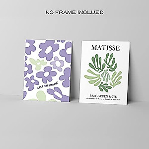 La Naranja Danish Pastel Room Decor Aesthetic Green Purple Wall Art Matisse Prints Abstract Wall Paintings for Girls Bedroom Gifts for Teens, Set of 6 Pictures, 8''x10'', UNFRAMED
