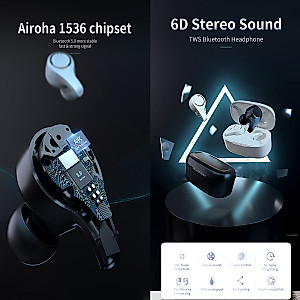 Soonic HI-FI Studio Buds Wireless Noise Cancelling Earbuds Compatible with Apple Android, Built-in Microphone, IPX4 Rating, 7 Hours Playing Time Earphones, Bluetooth 5.0 Headphones (Black), G08-88