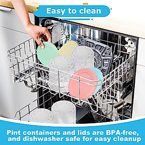 For Ninja Creami Pints and Lids - 4 Pack, Compatible with Ninja NC301, NC300, NC299AMZ Series Ice Cream Makers, 16 OZ for Ninja Creami Containers Dishwasher Safe (Blue Green Pink Yellow)