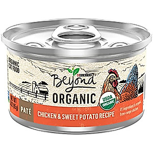 Beyond Purina Organic Wet Cat Food Pate, Organic Chicken & Sweet Potato Adult Recipe - (12) 3 oz. Cans