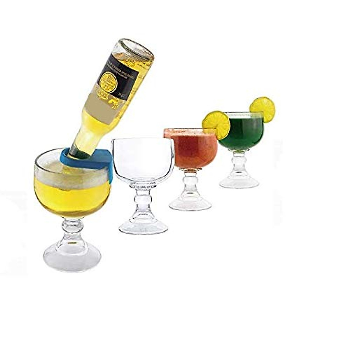 Chefcaptain Schooner Beer Glass - 21.5 Oz Extra Large Goblet Crystal Style ZERO LEAD Shrimp Cocktail, Coronaritas, Margaritas 4 PACK