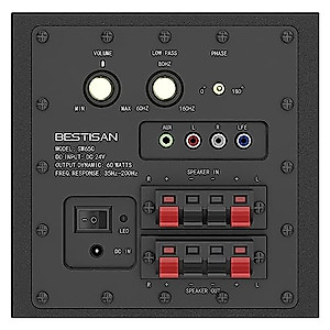 BESTISAN 6.5’’ Subwoofer, Powered Home Audio Sub woofer with Deep Bass in Compact Design, for Studio and Home Theater, Black,SW65C