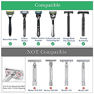 Linkidea Stainless Steel Safety Razor Stand, Men's Travel Shaving Razor Holder Compatible with Long Handle Safety Razor, Fusion 5 Proshield (Black)