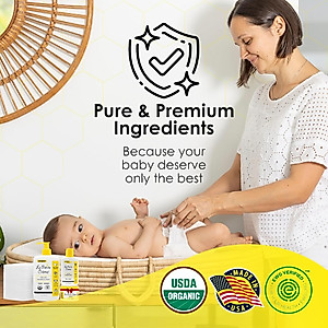 La Petite Creme Premium French Diapering Gift Set: Includes Organic Diapering Lotion (8 oz), Travel-size Liniment Baby Lotion (2 oz), 1 Travel-size Diaper Balm (1 oz), 50 Disposable Cotton Pads