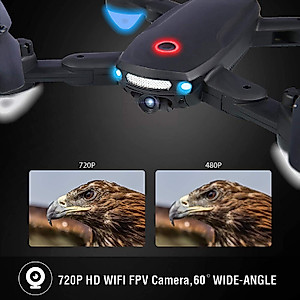 Drone with 720P Camera for Adults - R10 Foldable WiFi FPV RC Quadcopter - Altitude Hold - Gesture Photography - APP Control - Includes 2 Batteries