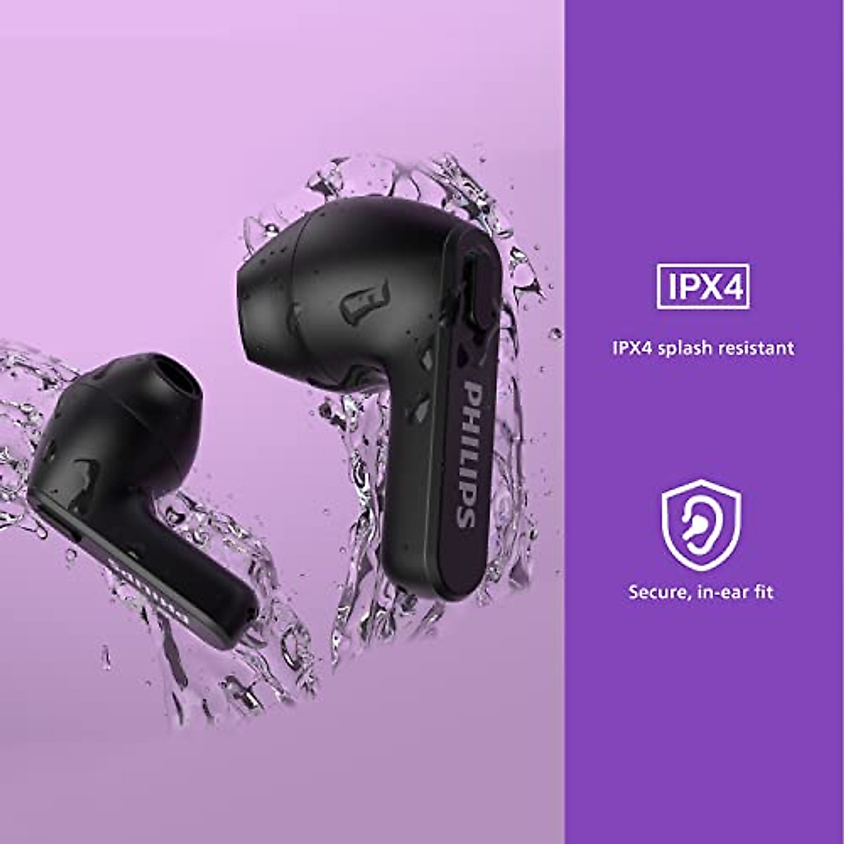 Philips T2236 True Wireless Headphones with IPX4 Water Resistance and Super-Small USB-C Charging case