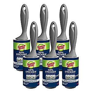 Scotch-Brite 50% Stickier Lint Roller, Works Great On Pet Hair, 6 Rollers, 48 Sheets per Roller, 288 Sheets Total (Packaging may vary)