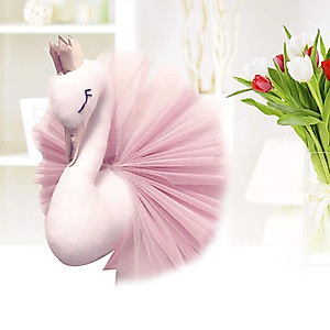 3D Wall Hanging Decoration Cute Crown Dress Swan Wall Art Sticker Hook for Nursery Kids Girl Room Wedding Birthday (Pink)