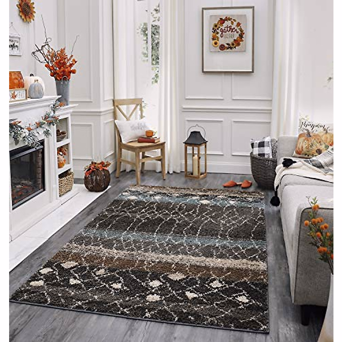 Mohawk Home Huxley Adobe Abstract Shag Area Rug, 5'x8', Brown/Beige