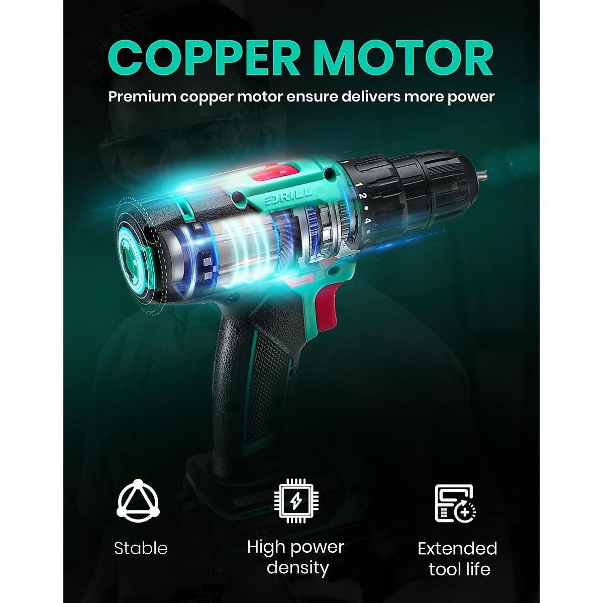 DCA Cordless Drill Set, 336 in-lbs Torque, 3/8" Keyless Chuck, Electric Power Drill with 2.0Ah Battery and Charger,18+1 Position,25-Piece 20V Drill Driver Kit, ADJZ2035